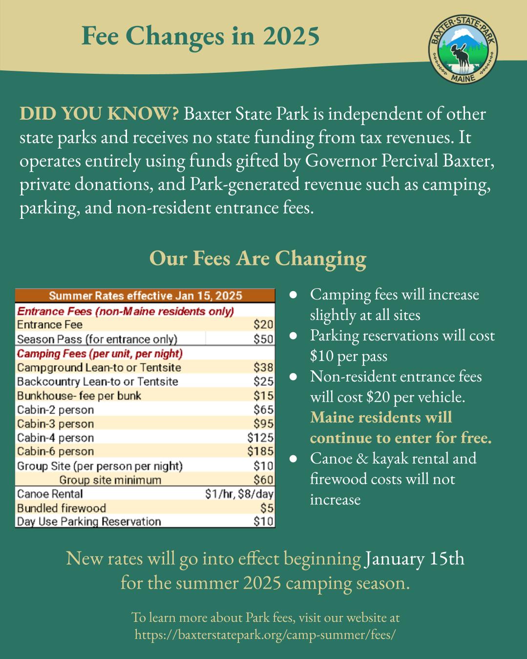 Fees Changing in 2025 – Baxter State Park